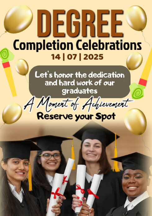 Orange Joyful Degree Completion A1 Template | PosterMyWall
