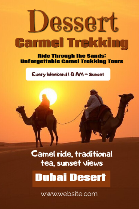 Copy of Orange Joyful Desert Camel Trekking Poster | PosterMyWall
