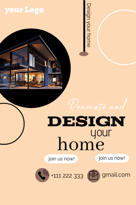 Copy of Orange Joyful Design Your Home Poster | PosterMyWall