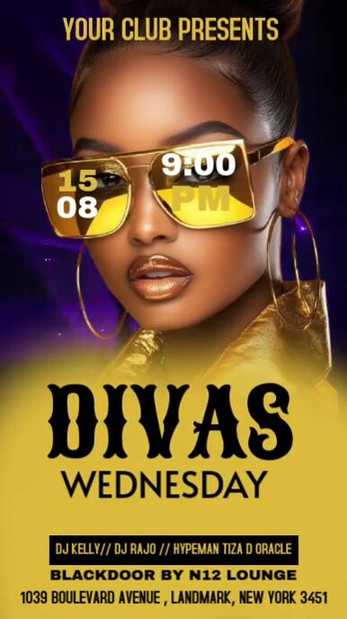 Orange Joyful Divas Club Party Digital Display (9:16) Template ...