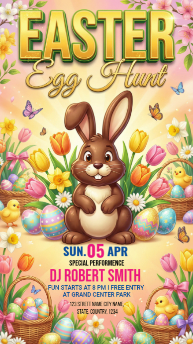 Orange Joyful Easter Egg Hunt Instagram Story Template | PosterMyWall