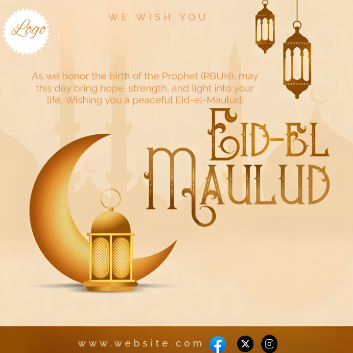 Copy of Orange Joyful Eid El Maulud Wishes Post Inst | PosterMyWall
