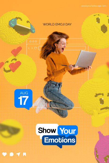 Orange Joyful Emoji Poster Template | PosterMyWall