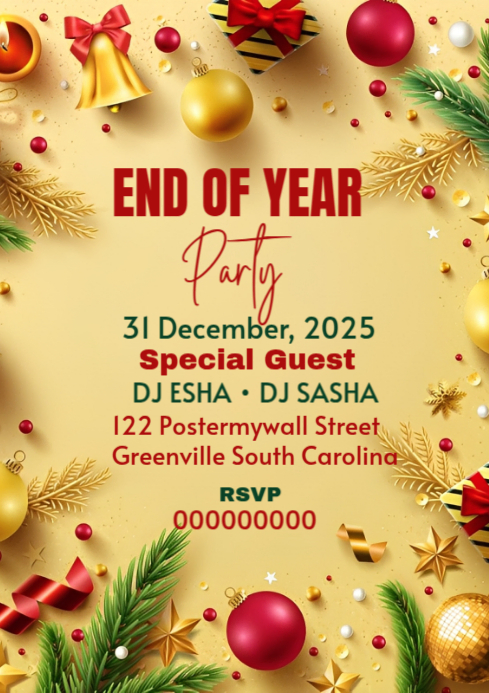 Orange Joyful End Of Year Party Invitation A4 Template | PosterMyWall