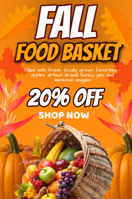 Plantilla de Orange Joyful Fall Food Basket Poster | PosterMyWall