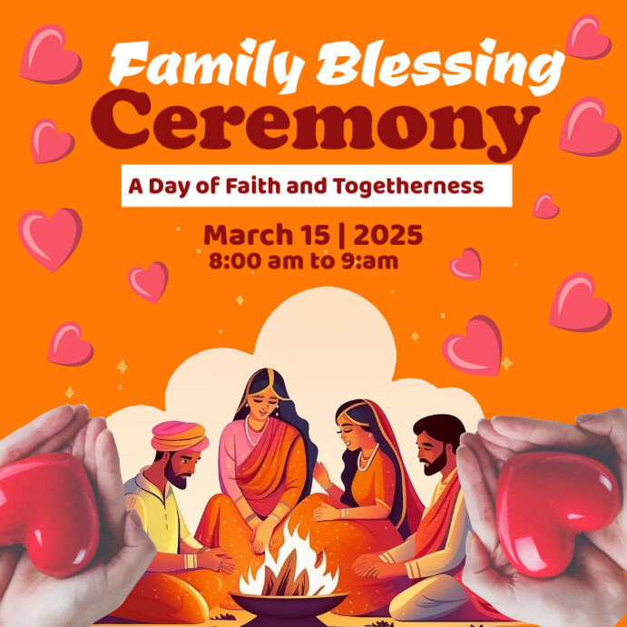 Orange Joyful Family Blessing Ceremony Instagram Post Template ...