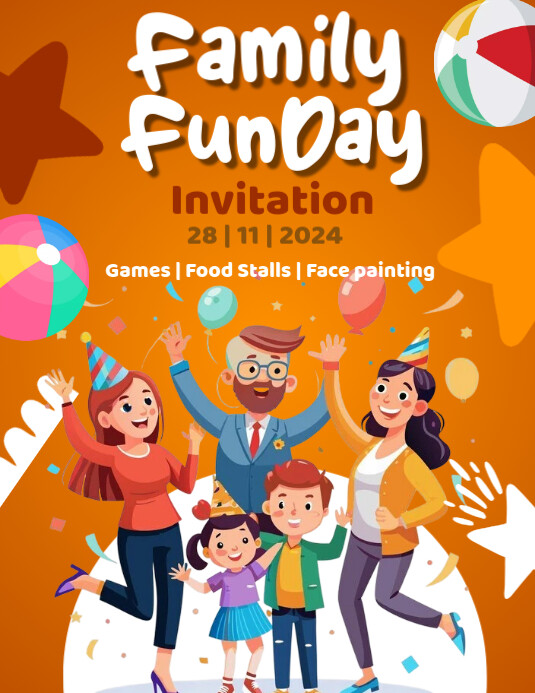 Orange Joyful Family Fun Day Flyer (us Letter) Template | PosterMyWall