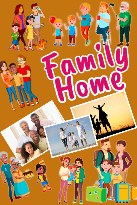 Orange Joyful Family Home Poster Template Pos | PosterMyWall