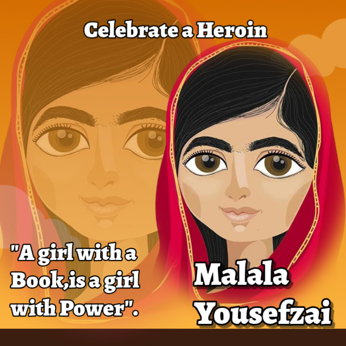 Copy of Orange Joyful Free Malala Day Template Instagram Post ...