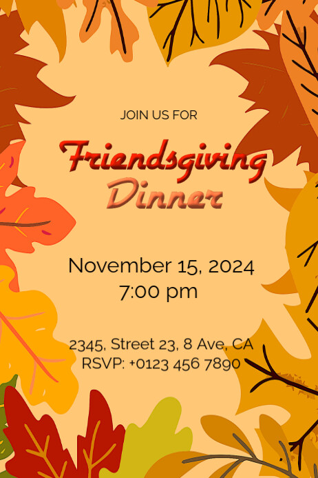 Orange Joyful Friendsgiving Dinner Poster Templat | PosterMyWall