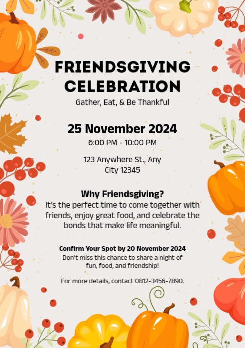 Modèle Orange Joyful Friendsgiving Poster | PosterMyWall