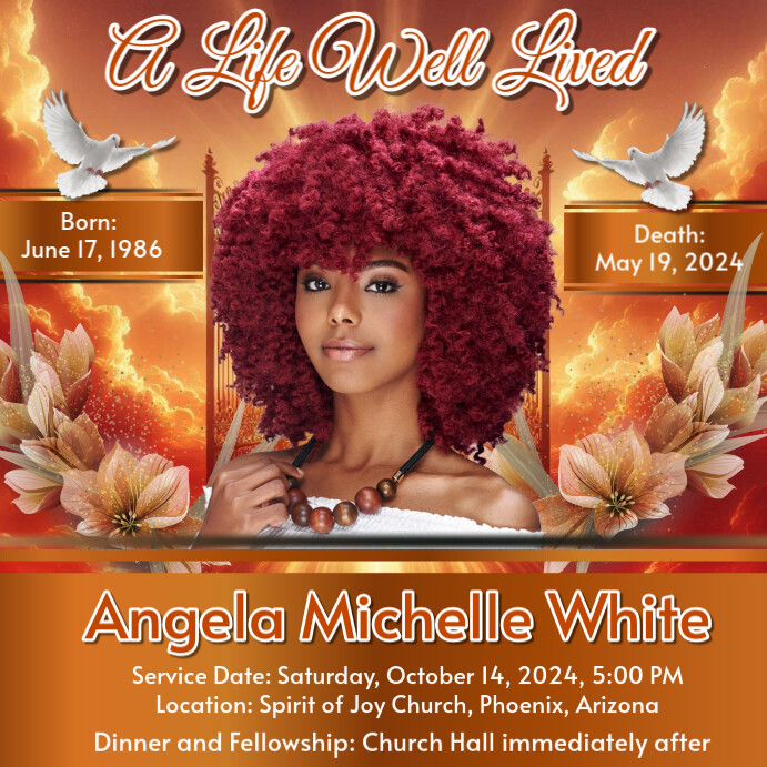 Orange Joyful Funeral Flyer Instagram Post Instagram Post Template ...