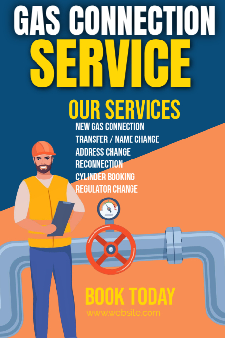 Plantilla de Orange Joyful Gas Connection Service Poster | PosterMyWall