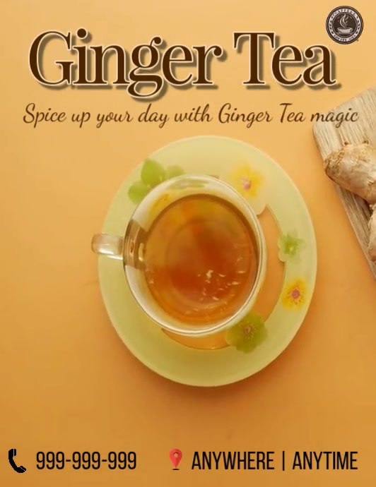 Orange Joyful Ginger Tea Flyer (us Letter) Template | PosterMyWall