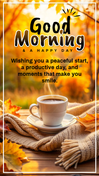 Orange Joyful Good Morning Greeting Card Instagram Story Template ...