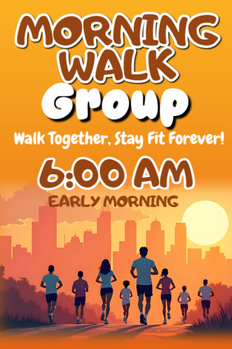 Szablon Orange Joyful Good Morning Walk Poster | PosterMyWall
