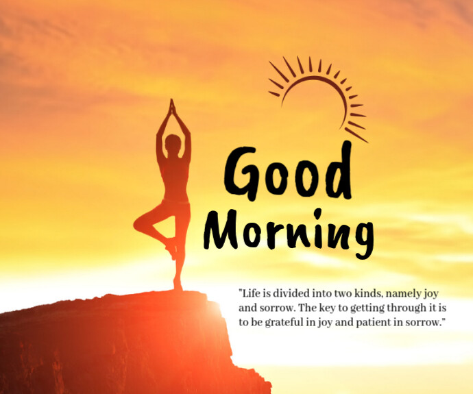 Orange Joyful Good Morning Wish Cards Medium Rectangle Template ...