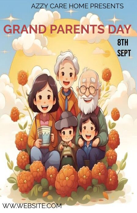 Copy of Orange Joyful Grand Parents Day Celebration T | PosterMyWall