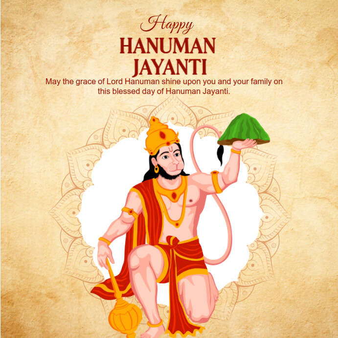 Orange Joyful Hanuman Jayanti Instagram Post Templat | PosterMyWall
