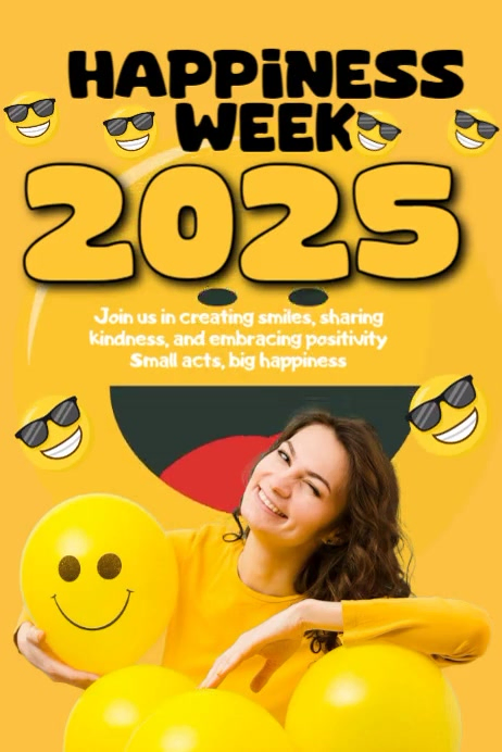 Orange Joyful Happiness Week Poster Template | PosterMyWall