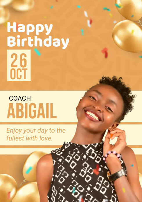 Orange Joyful Happy Birthday A4 Template | PosterMyWall