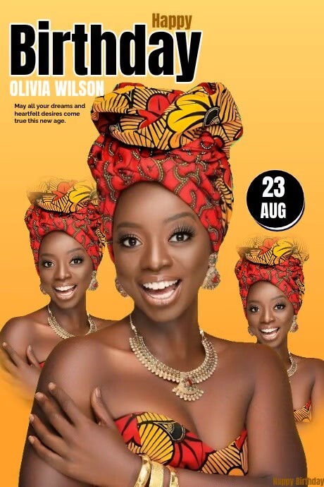 Orange Joyful Happy Birthday Graphics Poster Template | PosterMyWall