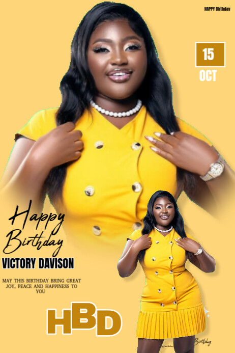 Orange Joyful Happy Birthday Graphics Poster Template | PosterMyWall