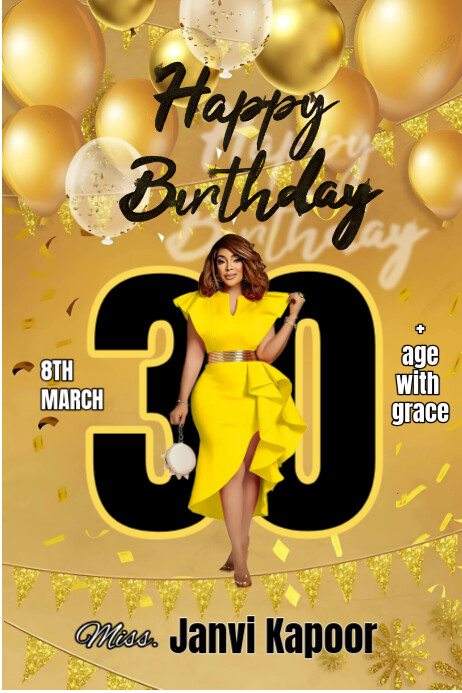 Orange Joyful Happy Birthday Poster Template | PosterMyWall