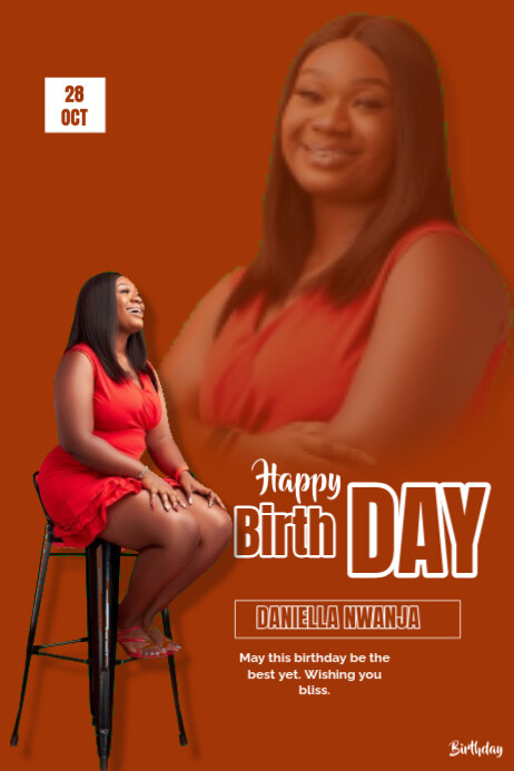 Orange Joyful Happy Birthday Templates Poster | PosterMyWall