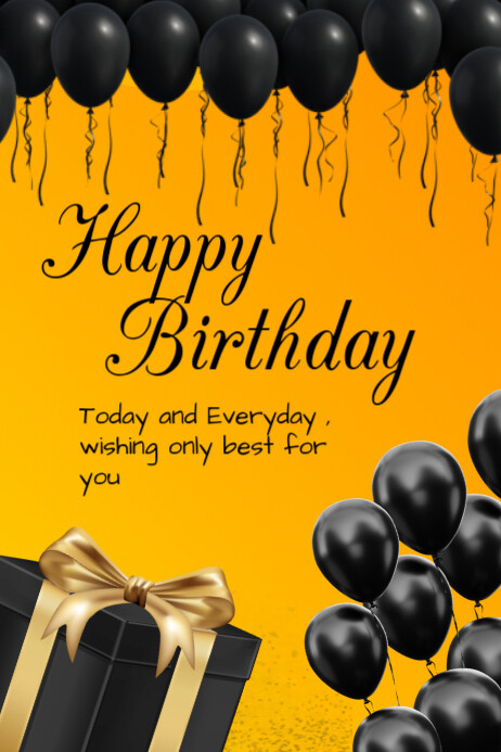 Orange Joyful Happy Birthday Yellow Poster Template | PosterMyWall