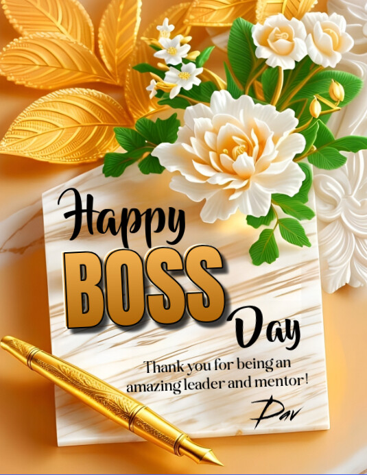 Copia de Orange Joyful Happy Boss Day Flyer (us Letter) | PosterMyWall