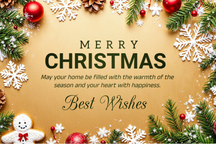 Orange Joyful Happy Christmas Label Template | PosterMyWall