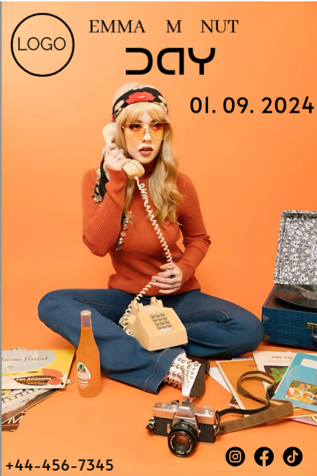 Copia de Orange Joyful Happy Emma M Nut Day Poster | PosterMyWall