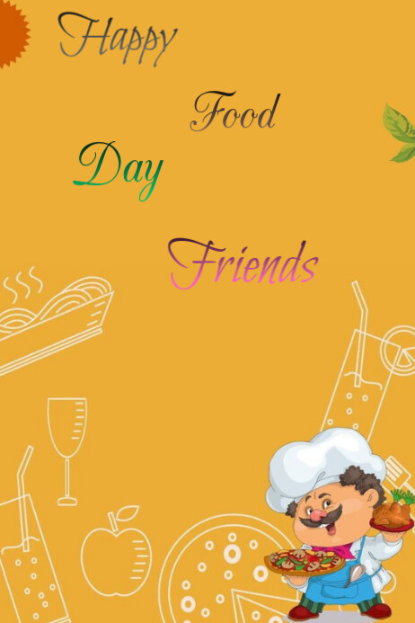Orange Joyful Happy Food Day Friends Poster Template | PosterMyWall