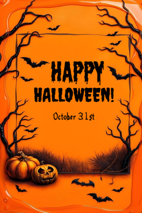 Orange Joyful Happy Halloween Poster Template | PosterMyWall