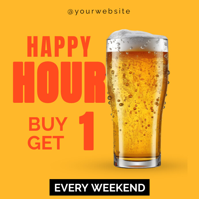 Copy of Orange Joyful Happy Hour Beer Instagram Post | PosterMyWall