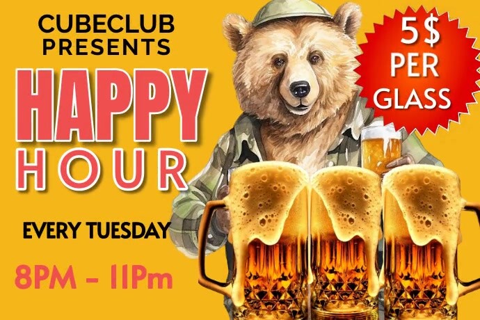 Plantilla de Orange Joyful Happy Hour Poster | PosterMyWall