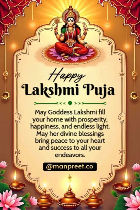 Orange Joyful Happy Lakshmi Puja Poster Template | PosterMyWall