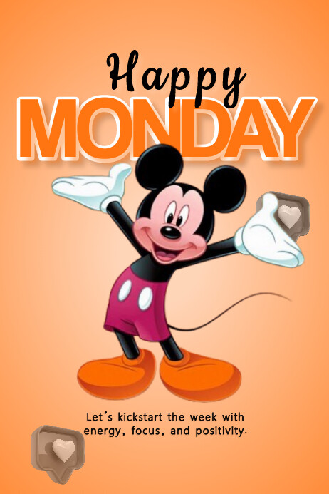 Orange Joyful Happy Monday Banner 4' × 6' Template | PosterMyWall