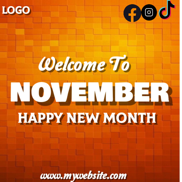 Orange Joyful Happy New Month, November Design Instagram Post Template ...