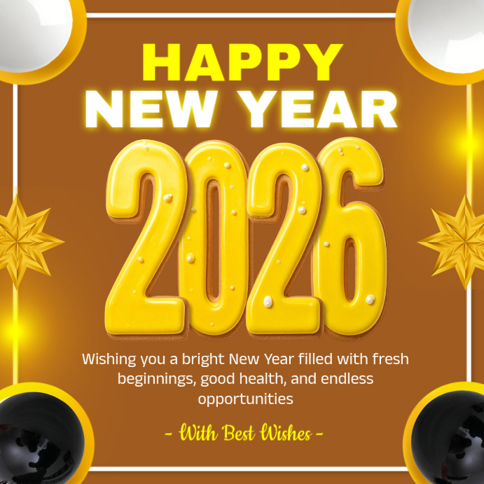Orange Joyful Happy New Year 2026 Instagram Post Template | PosterMyWall