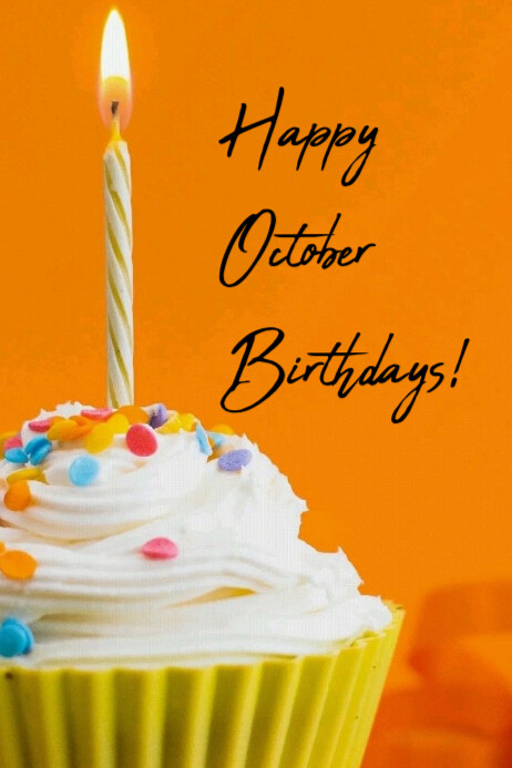 Orange Joyful Happy October Birthdays Banner 4' × 6' Template ...