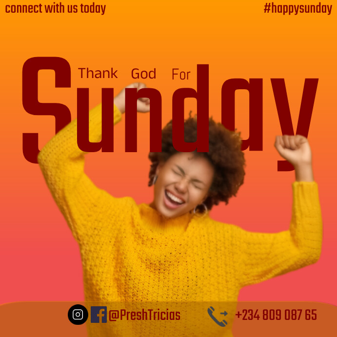 Copy of Orange Joyful Happy Sunday Square (1:1) | PosterMyWall