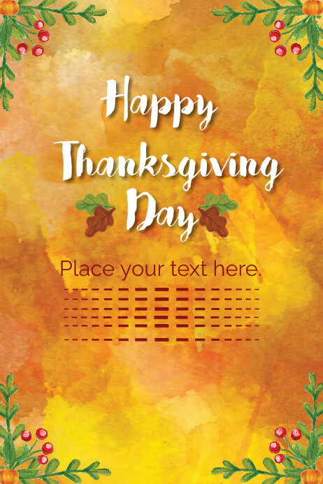 Orange Joyful Happy Thanksgiving Day Poster Template | PosterMyWall