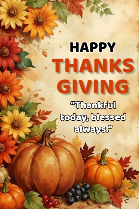 Orange Joyful Happy Thanksgiving Day Templates 2025 Poster | PosterMyWall
