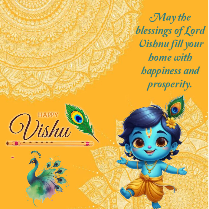 Copy of Orange Joyful Happy Vishu wishes Instagram Post | PosterMyWall