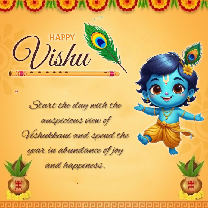 Copy of Orange Joyful Happy Vishu Wishes Instagram Post | PosterMyWall
