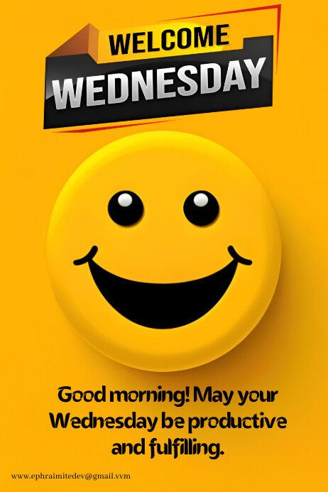 Plantilla de Orange Joyful Happy Wednesday Poster | PosterMyWall