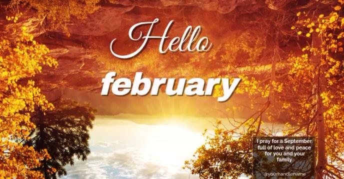 Orange Joyful Hello February Facebook Group Cover Photo Template ...