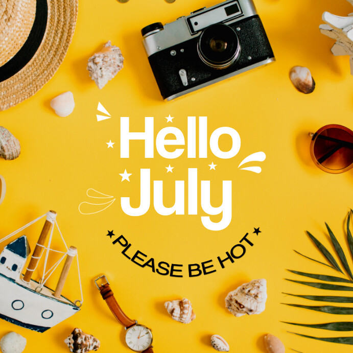 Orange Joyful Hello July Instagram Post Template | PosterMyWall